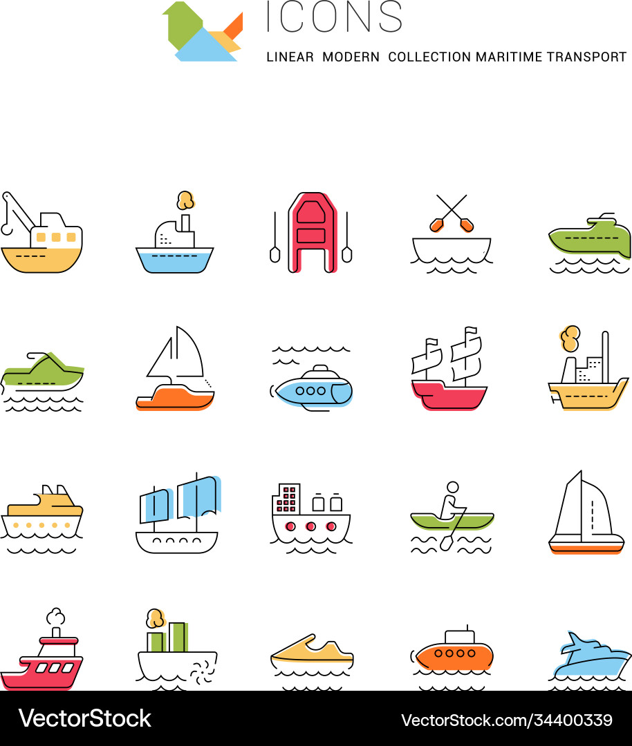 Set line icons maritime transport Royalty Free Vector Image