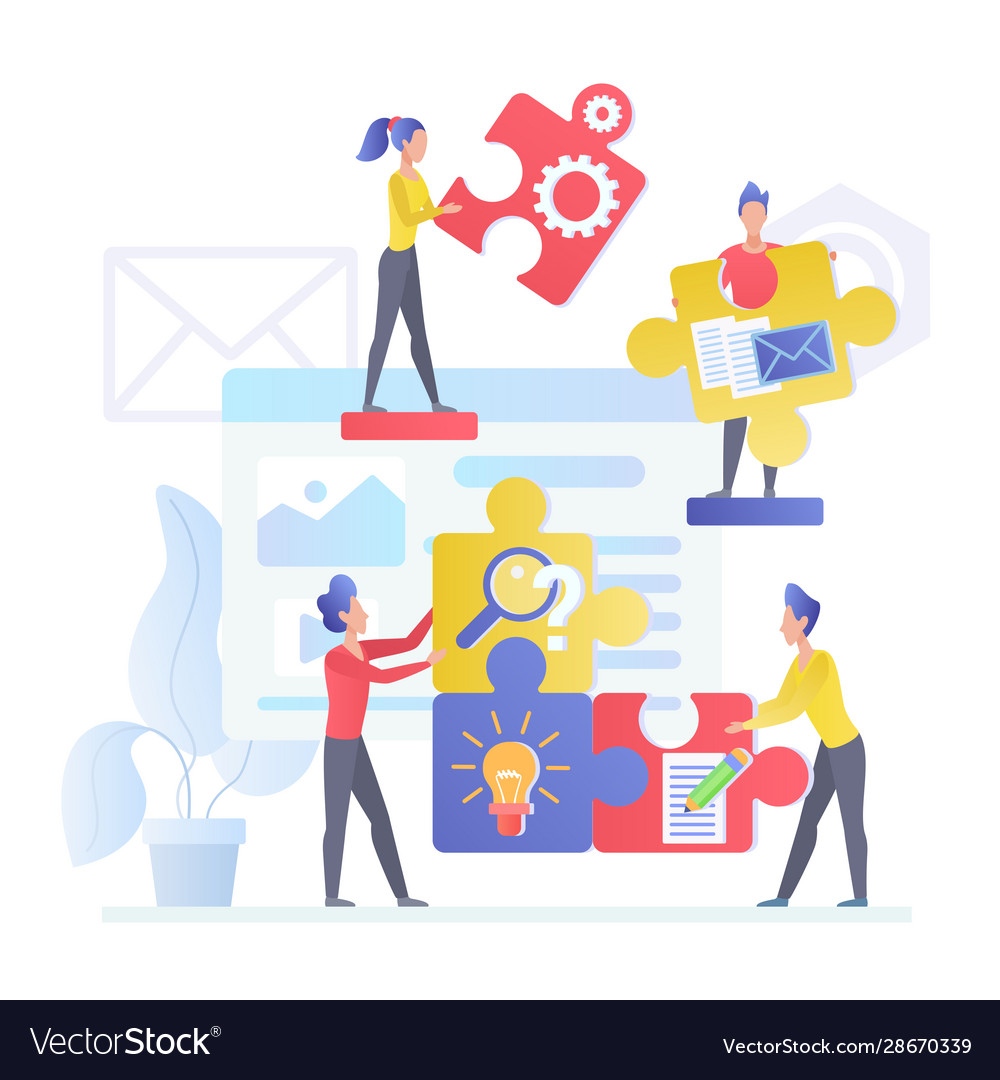 Team work flat smart Royalty Free Vector Image