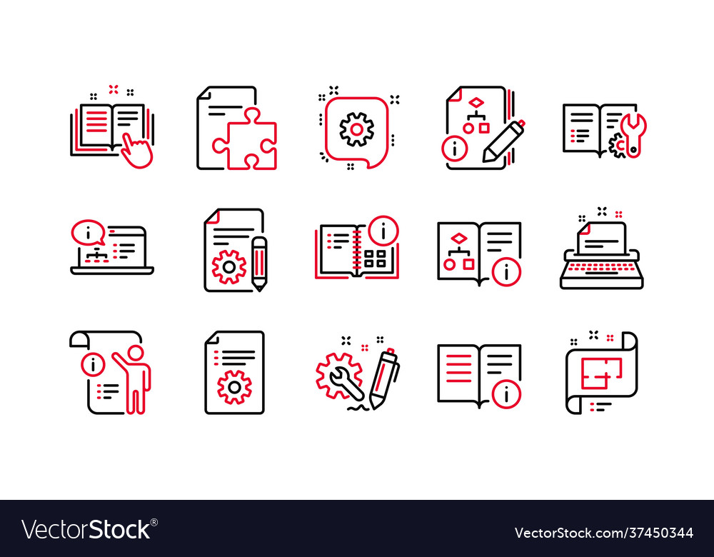 Technical documentation line icons instruction Vector Image