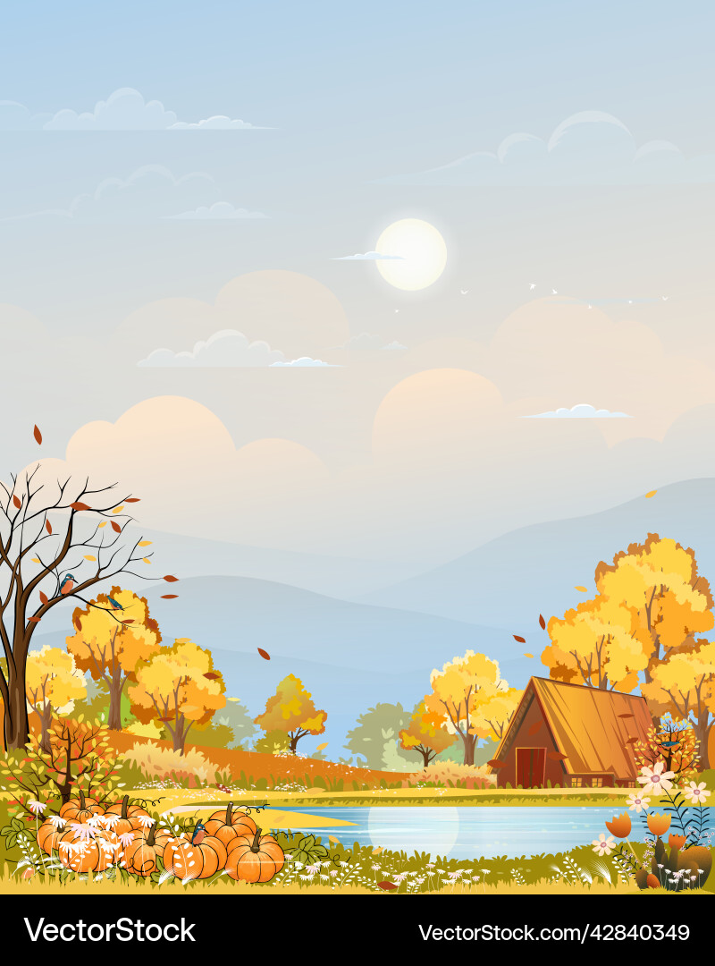 Autumn rural landscape in evening light Royalty Free Vector