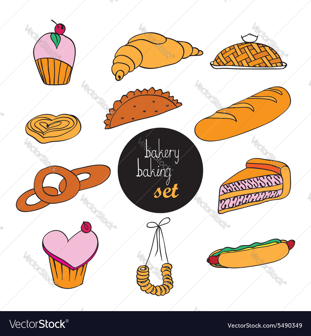 Bakery assortment Royalty Free Vector Image - VectorStock