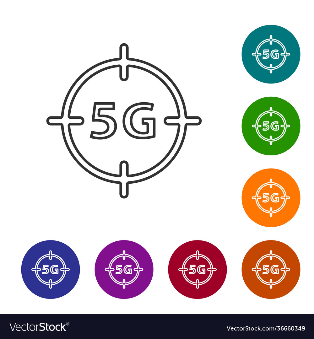 Black Line 5g New Wireless Internet Wifi Vector Image