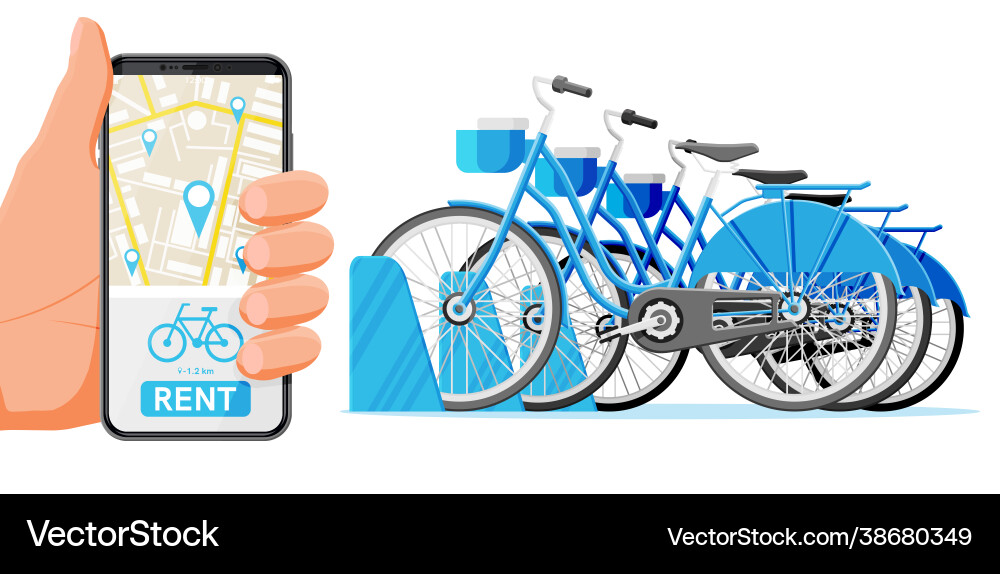 City bicycle sharing system isolated on white Vector Image