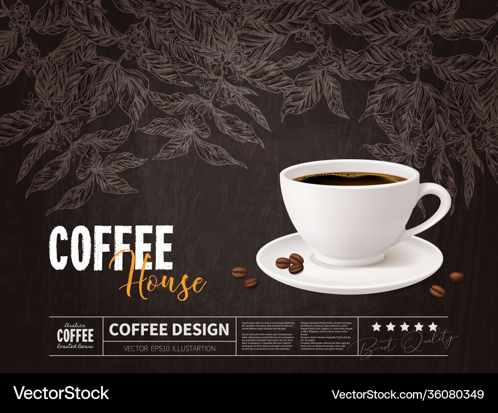 Coffee advertising concept with cup beverage Vector Image