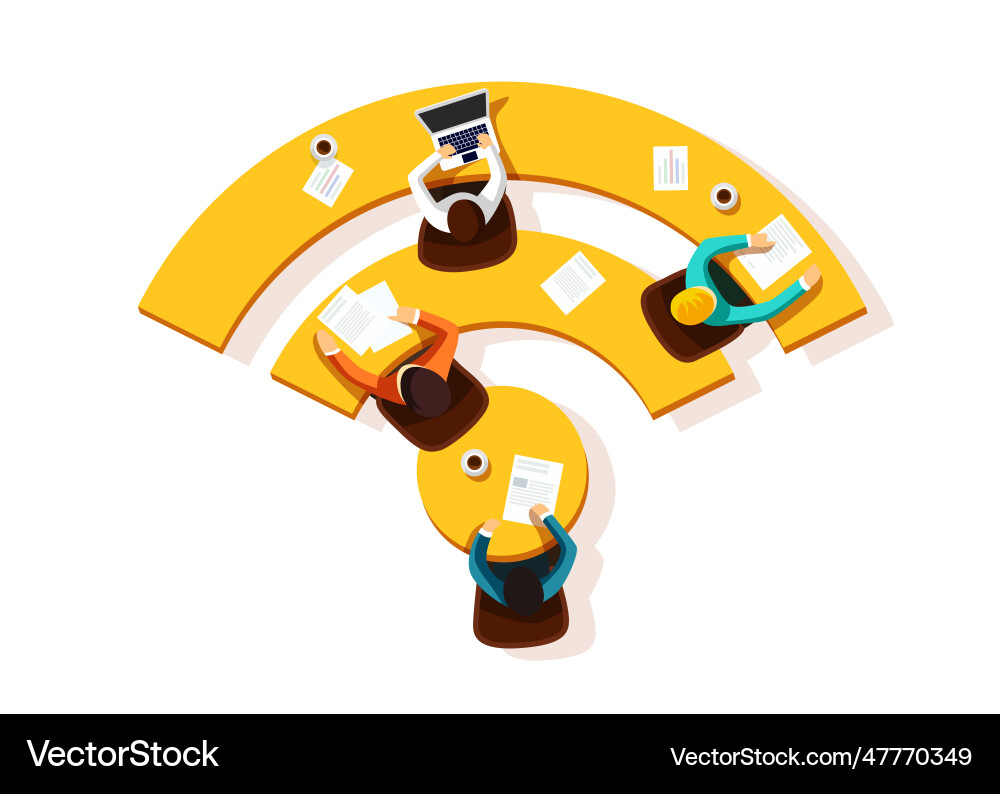 Group of business people sit at a table Royalty Free Vector