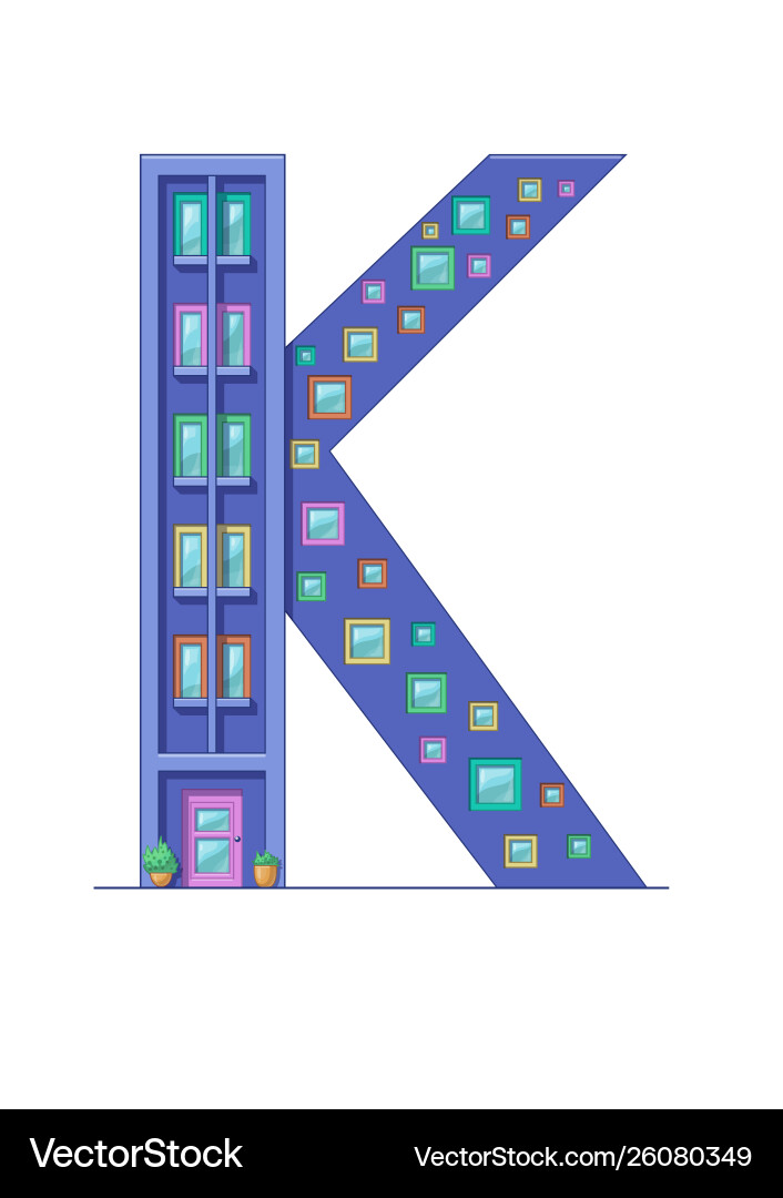 Letter k house isolated on white background a4 Vector Image