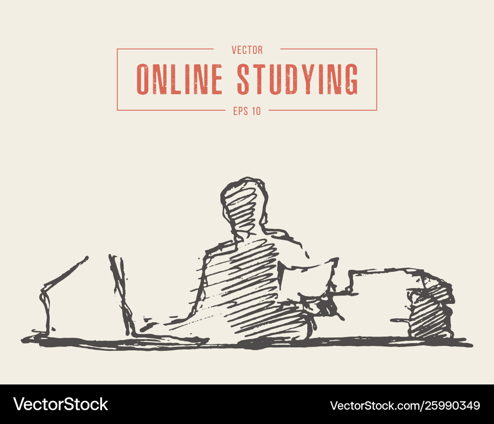 Person computer online courses education Vector Image