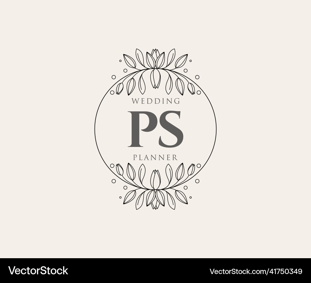Ps initials letter wedding monogram logos Vector Image
