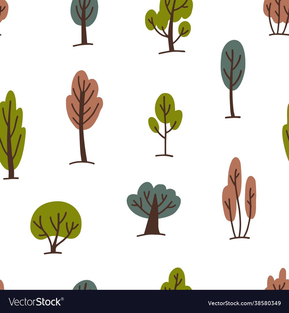Seamless pattern with colorful trees Royalty Free Vector
