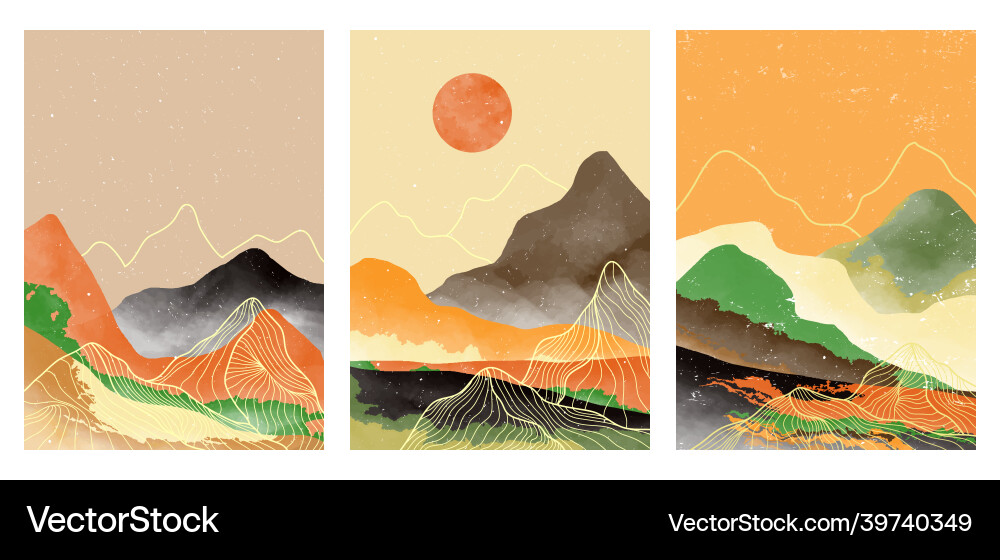 Set of creative minimalist hand painted mid Vector Image