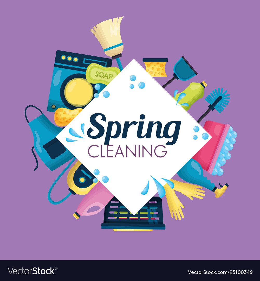 Spring cleaning tools Royalty Free Vector Image