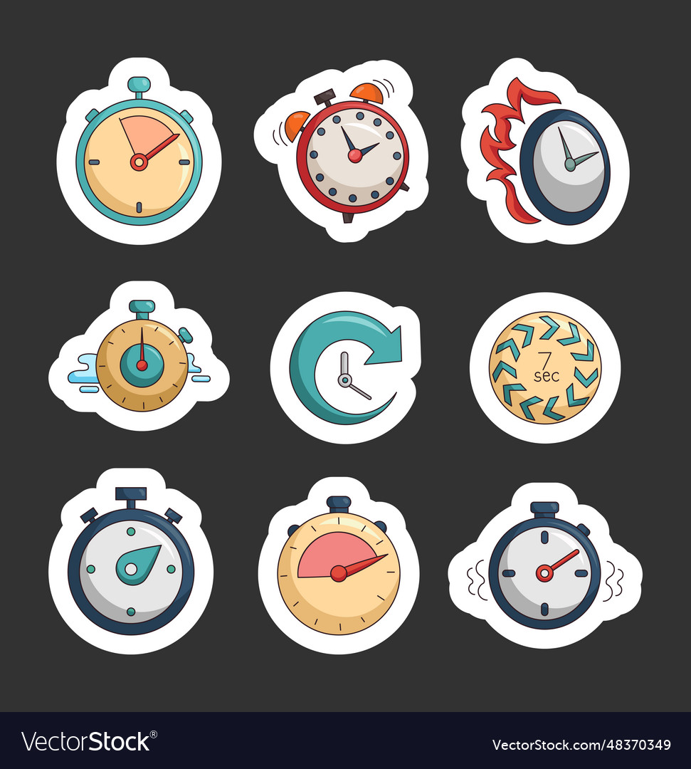 Timer time countdown sticker bookmark stopwatch Vector Image