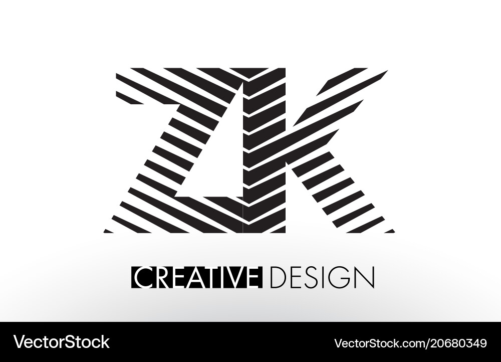 Zk z k lines letter design with creative elegant Vector Image