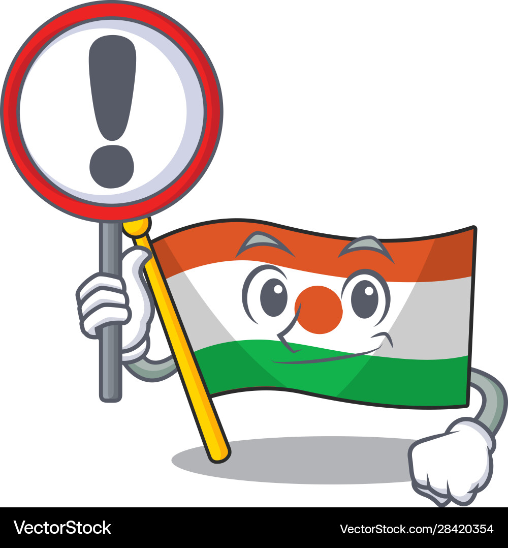 Cartoon design flag niger scroll raised up a Vector Image