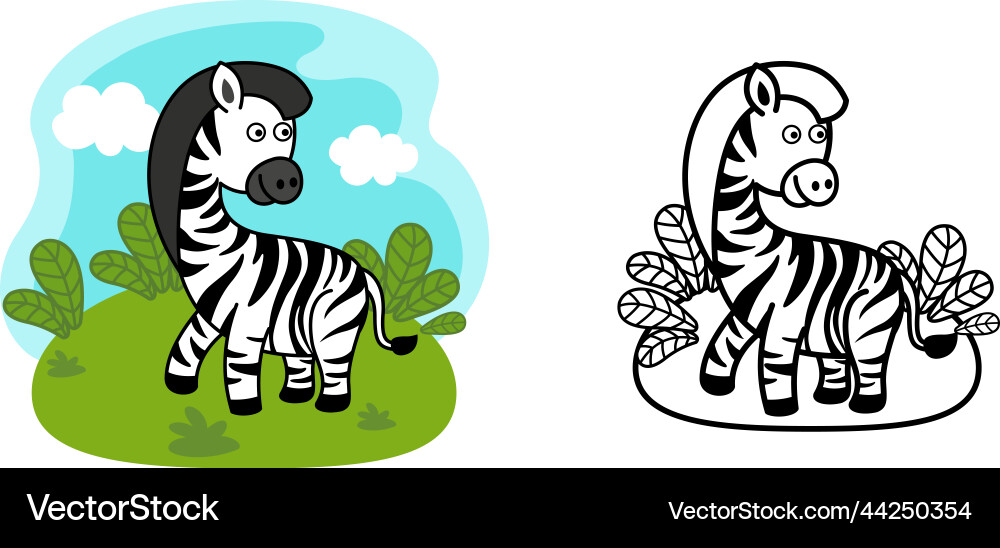 Educational coloring book animal zebra Royalty Free Vector
