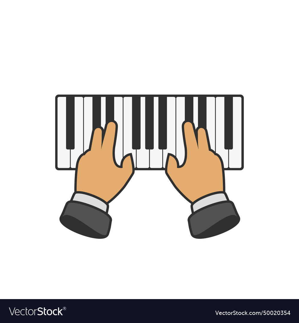 hand-on-piano-keyboard-two-hands-plays-on-piano-vector-image
