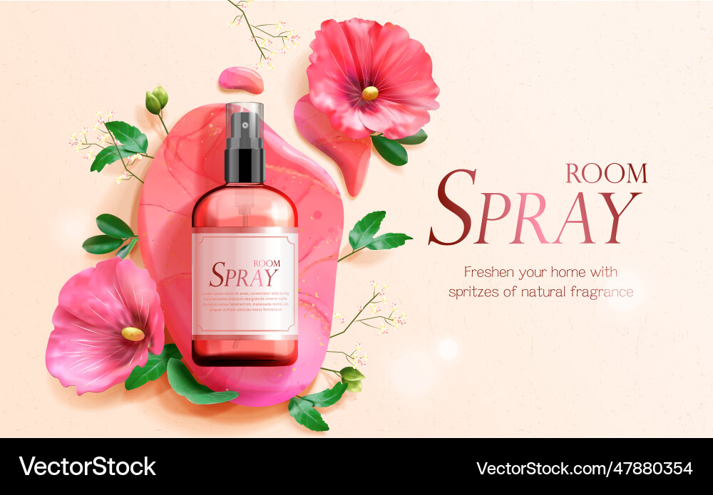 Hibiscus scented room spray ad Royalty Free Vector Image