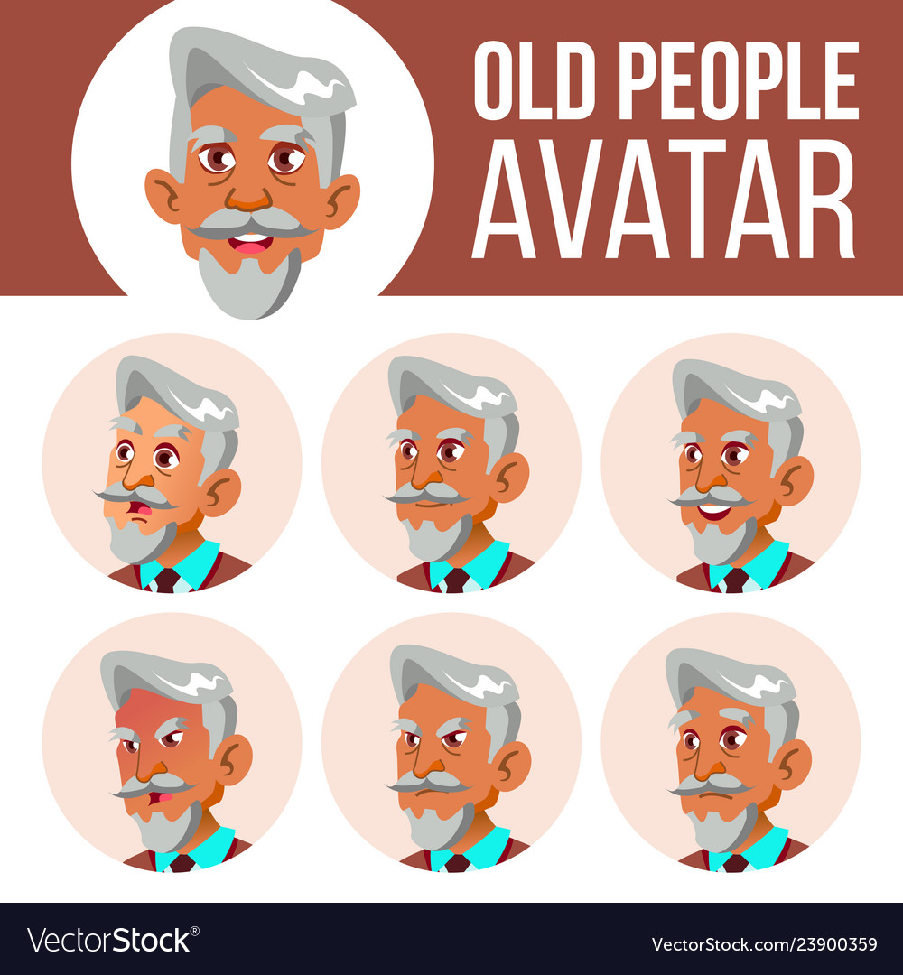 Arab muslim old man avatar set face Royalty Free Vector Arab muslim old man avatar set face Royalty Free Vector