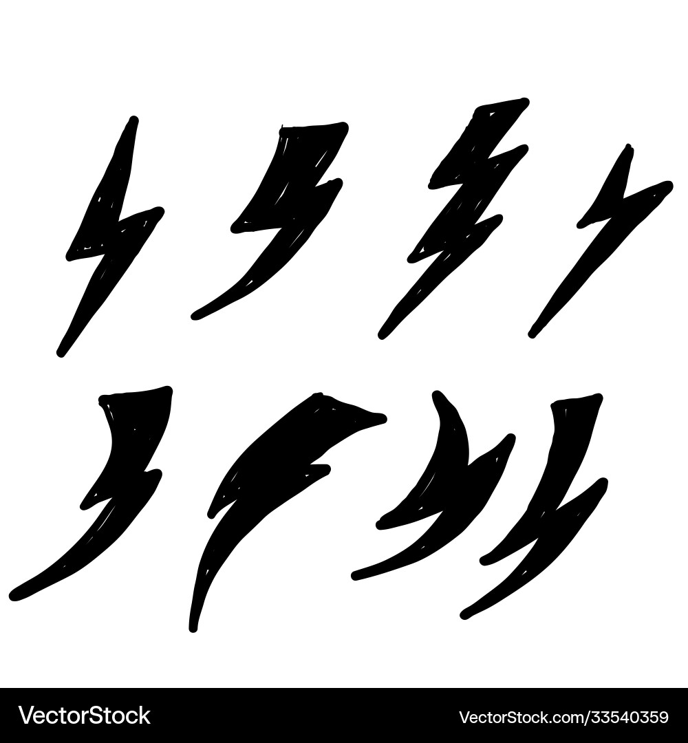 Hand drawn thunderbolt lightning icon doodle Vector Image