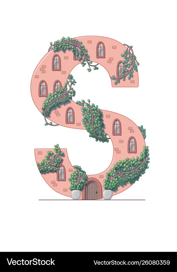 Letter s house isolated on white background a4 Vector Image