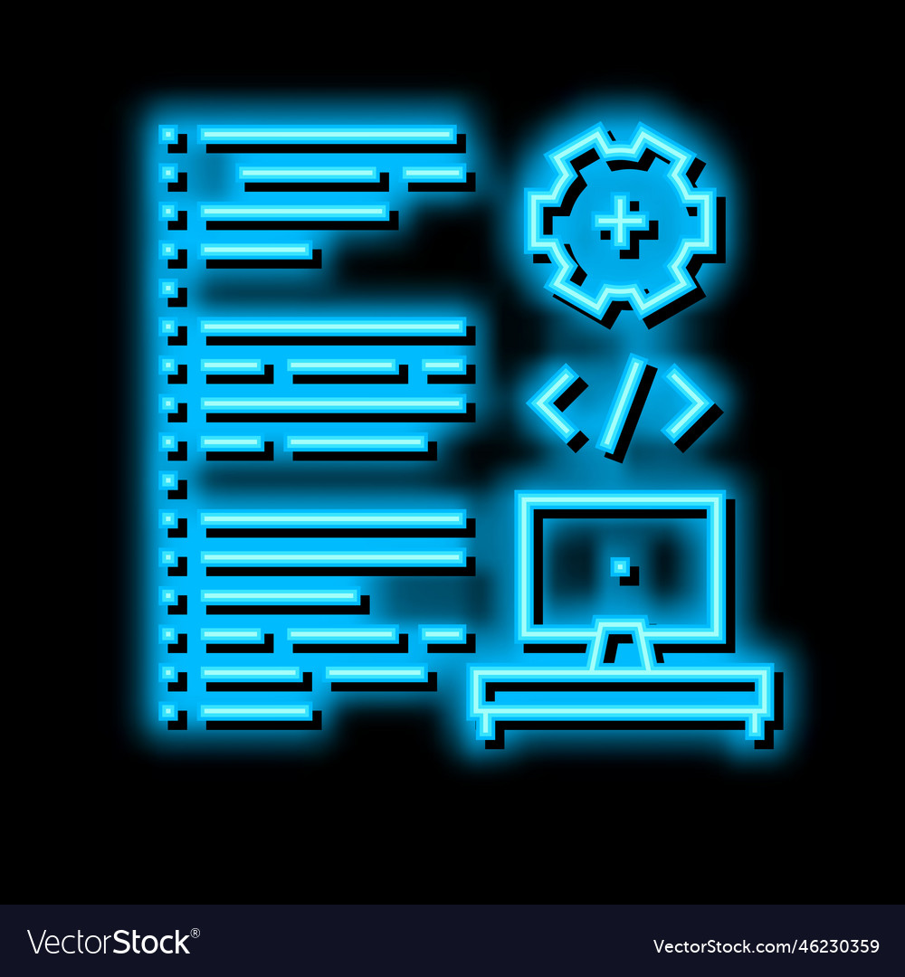 Software developing neon glow icon Royalty Free Vector Image