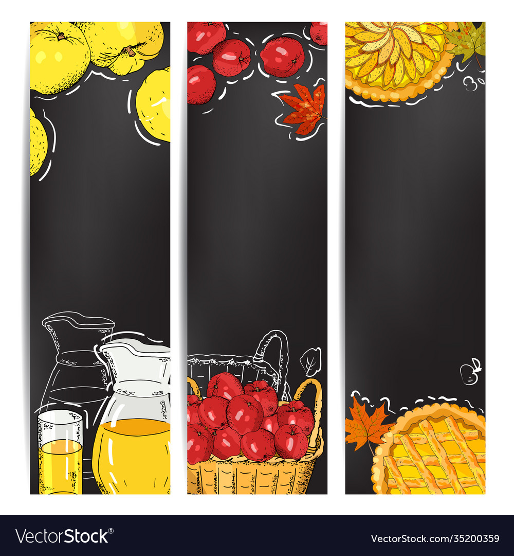 Vertical banners with apples apple slices Vector Image