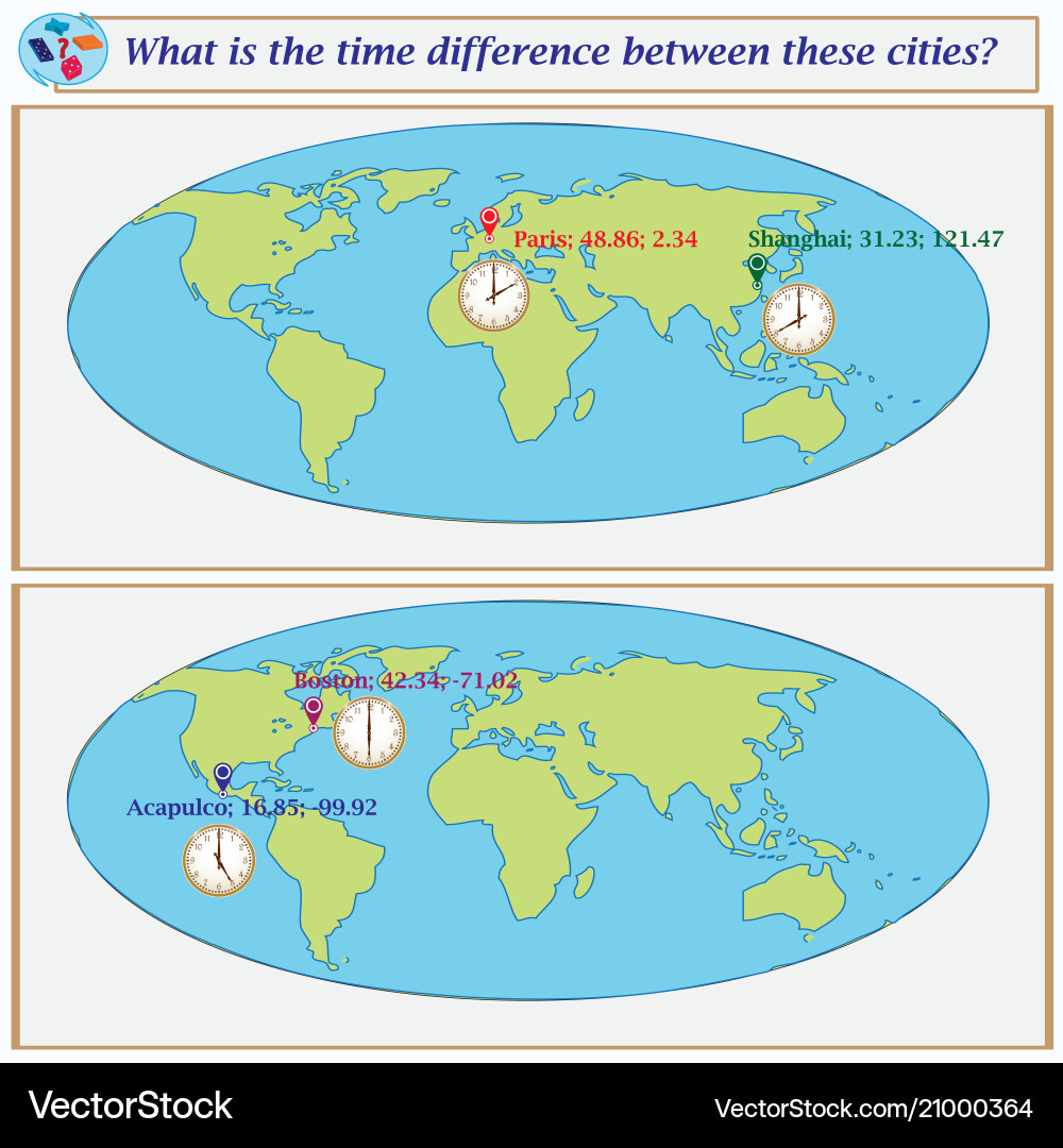 Logical task what is the time difference between Vector Image
