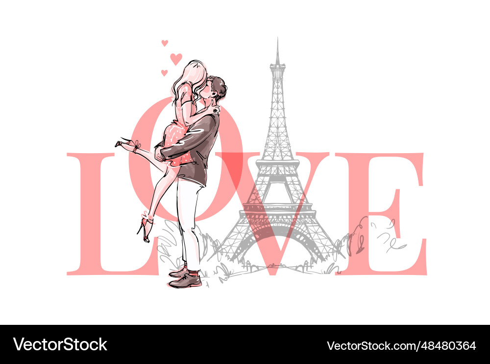 Modern love poster beautiful couple Royalty Free Vector