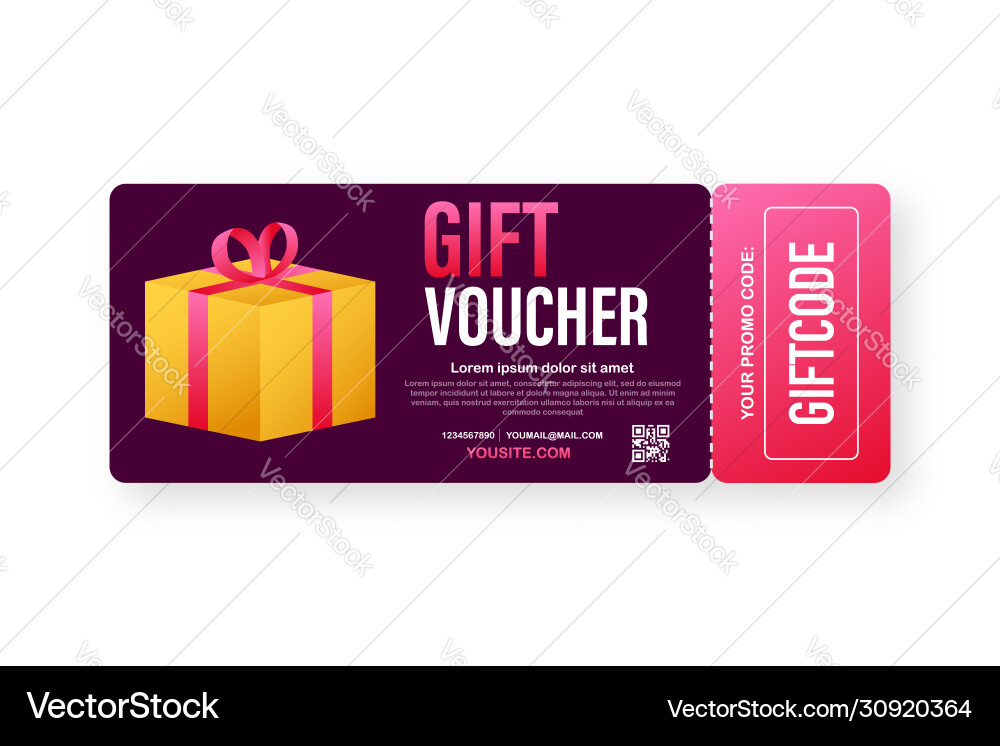 Template red and blue gift card voucher Royalty Free Vector
