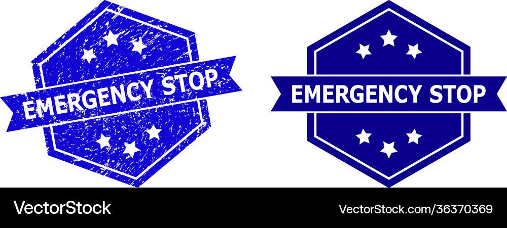 Hexagon emergency stop stamp with unclean style Vector Image