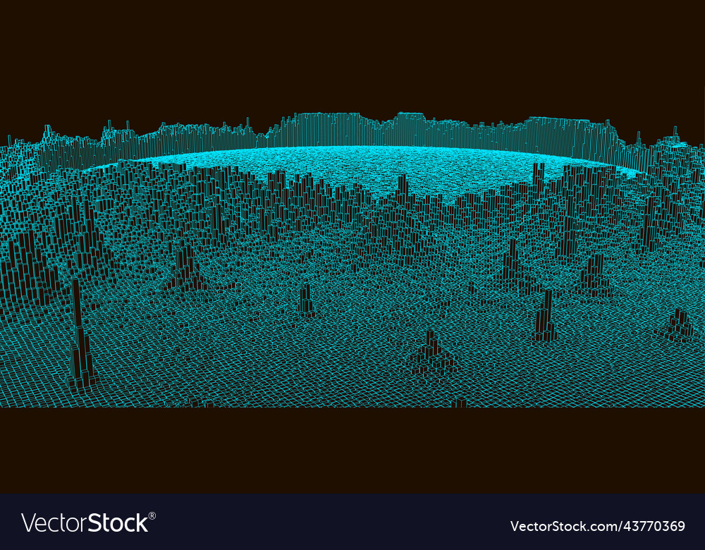 Square Pattern Wireframe Landscape Background Vector Image