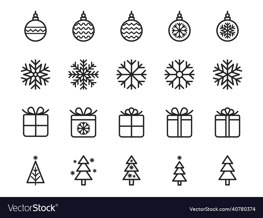 Christmas icons set Royalty Free Vector Image - VectorStock