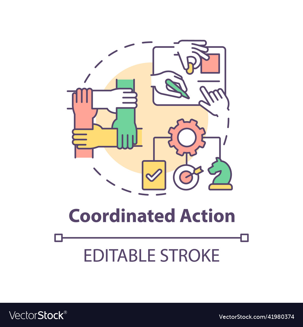 Coordinated action concept icon Royalty Free Vector Image Coordinated action concept icon Royalty Free Vector Image