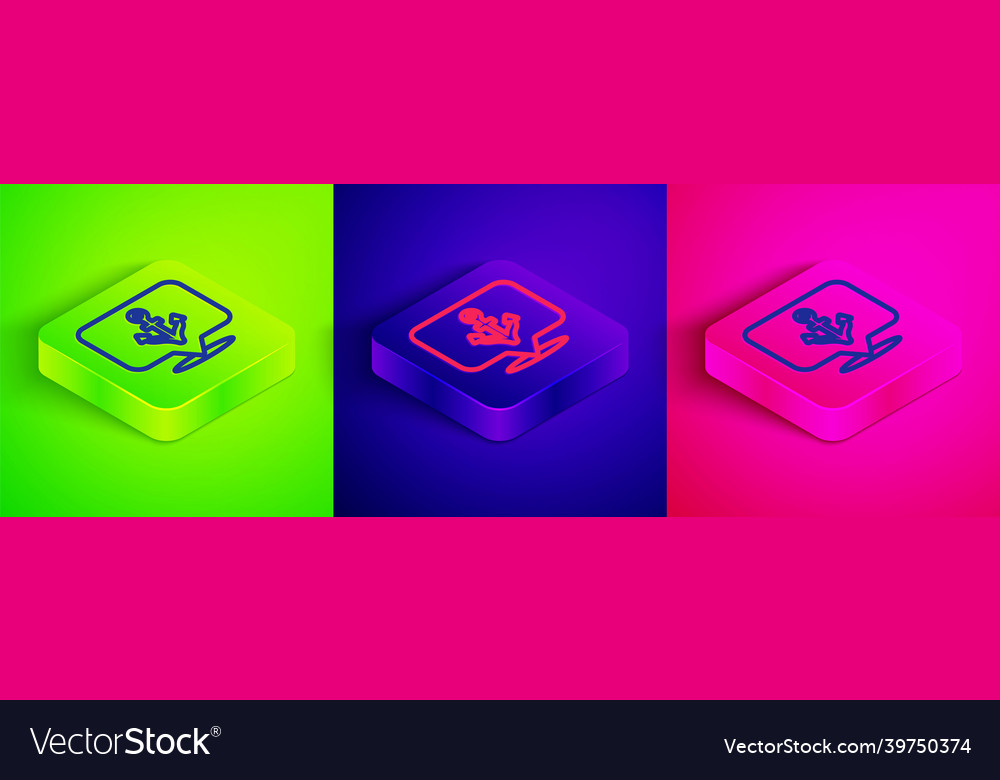 Isometric Line Anchor Icon Isolated On Green Blue Vector Image