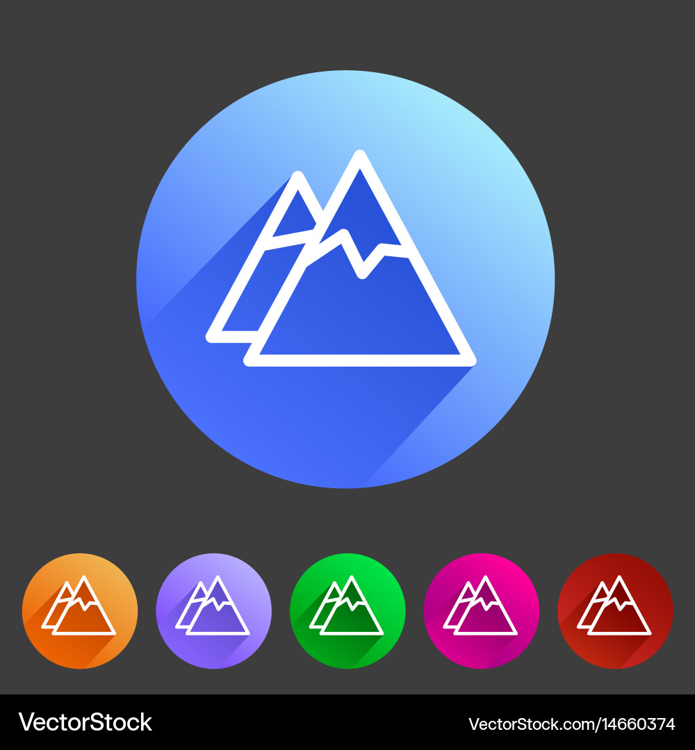 Mountain icon flat web sign symbol logo label set Vector Image