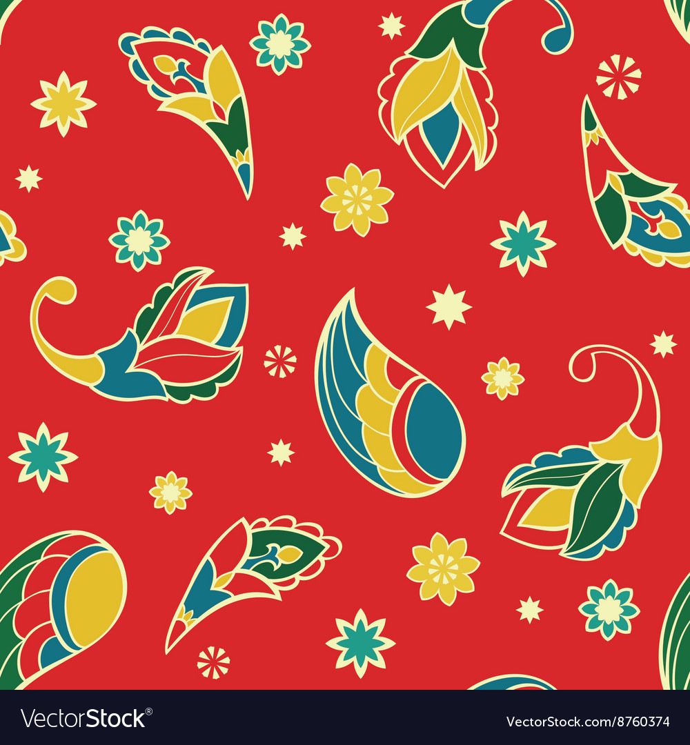 Red pattern with cartoon elements Royalty Free Vector Image