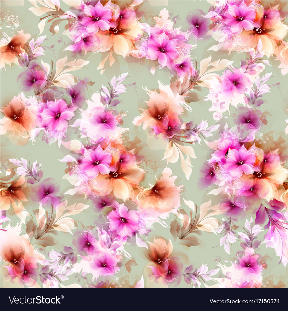 Seamless pattern with pink abstract flowers Vector Image
