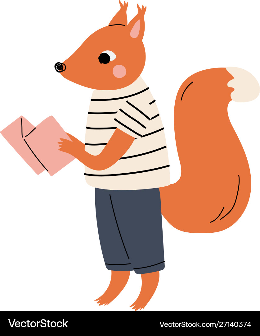 Squirrel standing with map funny humanized animal Vector Image