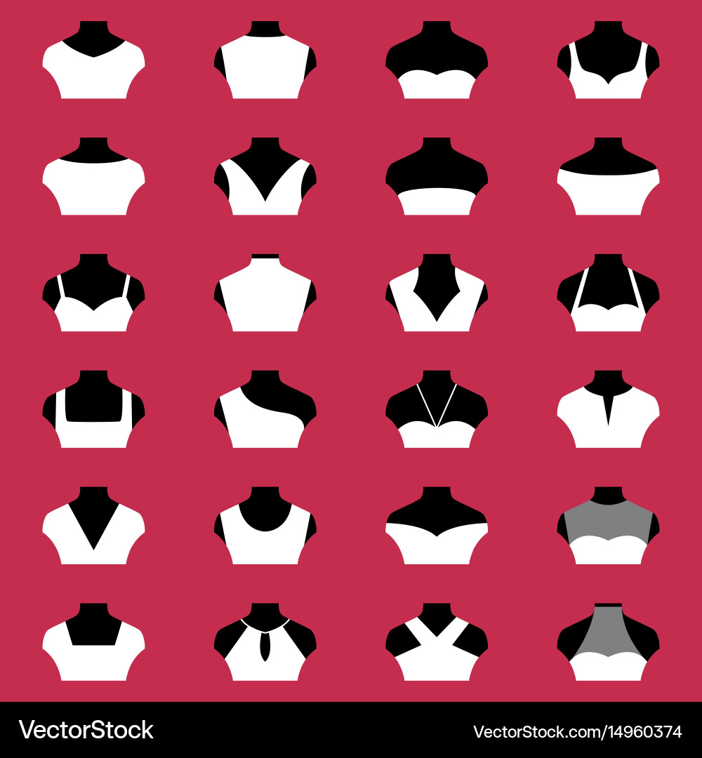 Types necklines Royalty Free Vector Image - VectorStock