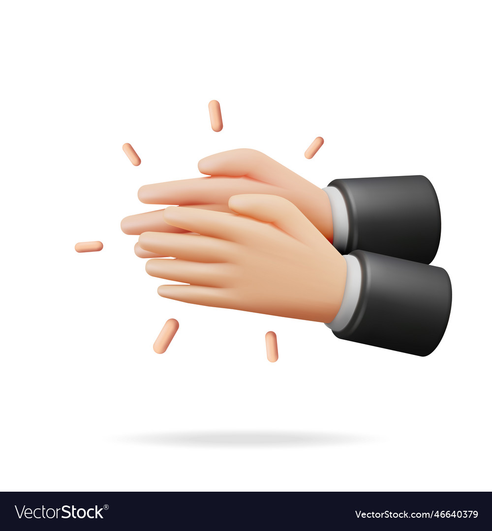 3d human hands clapping isolated on white Vector Image