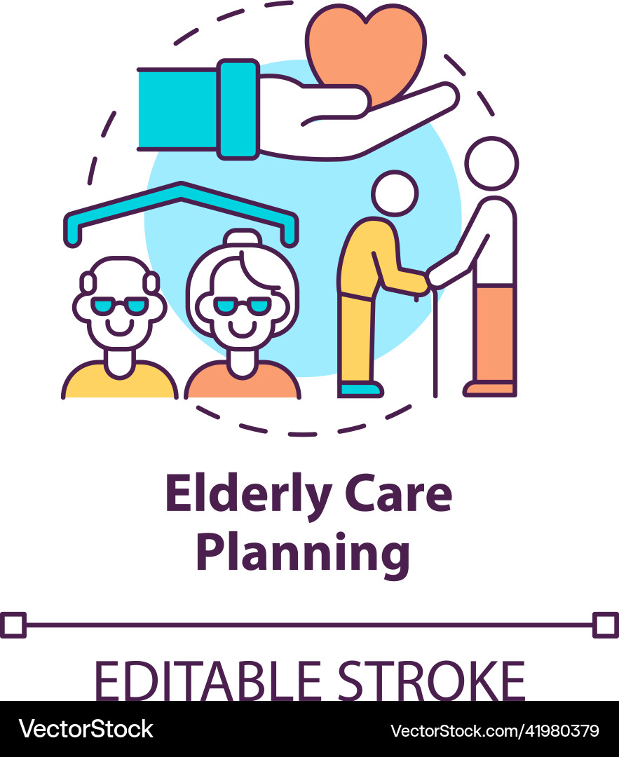 Elderly care planning concept icon Royalty Free Vector Image