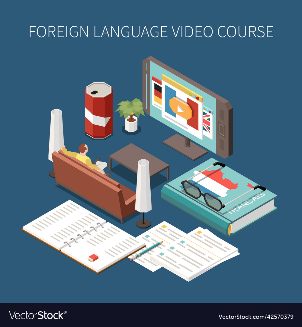 Language course composition Royalty Free Vector Image