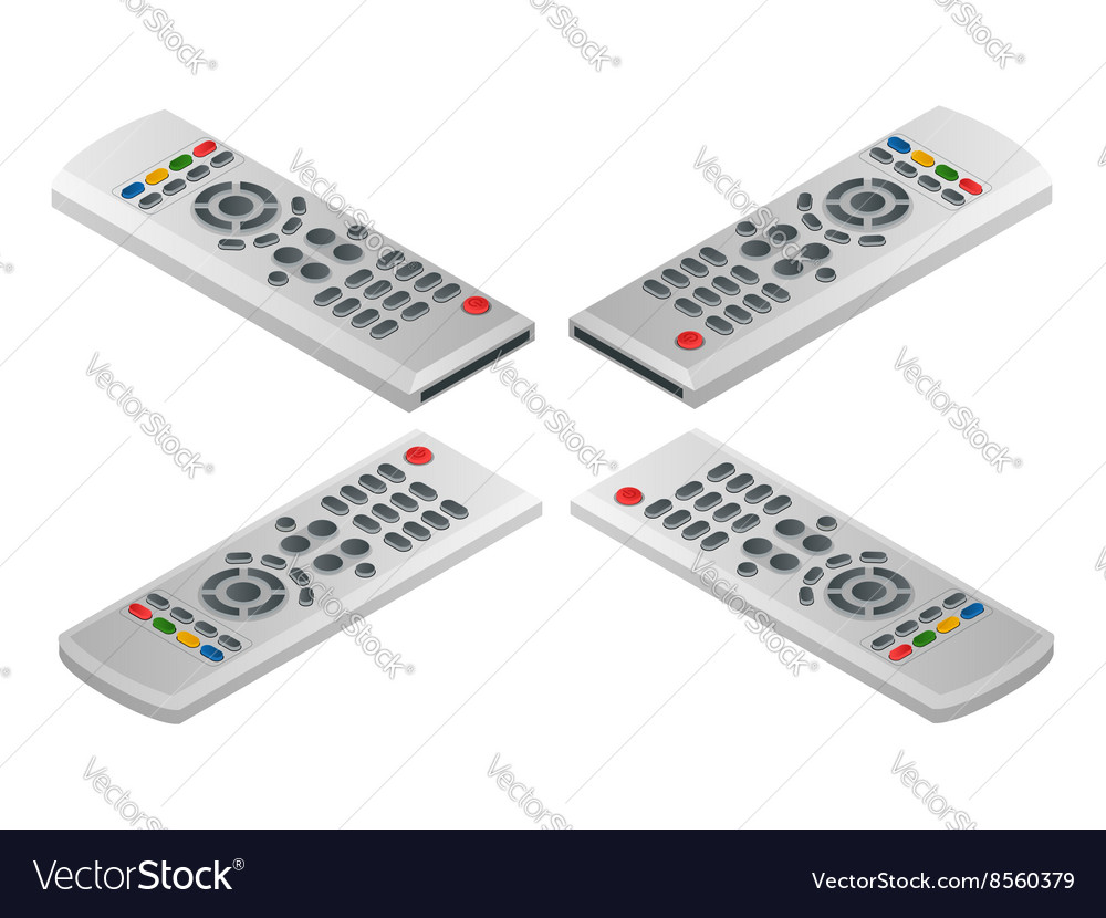 Remote control tv flat 3d isometric Royalty Free Vector