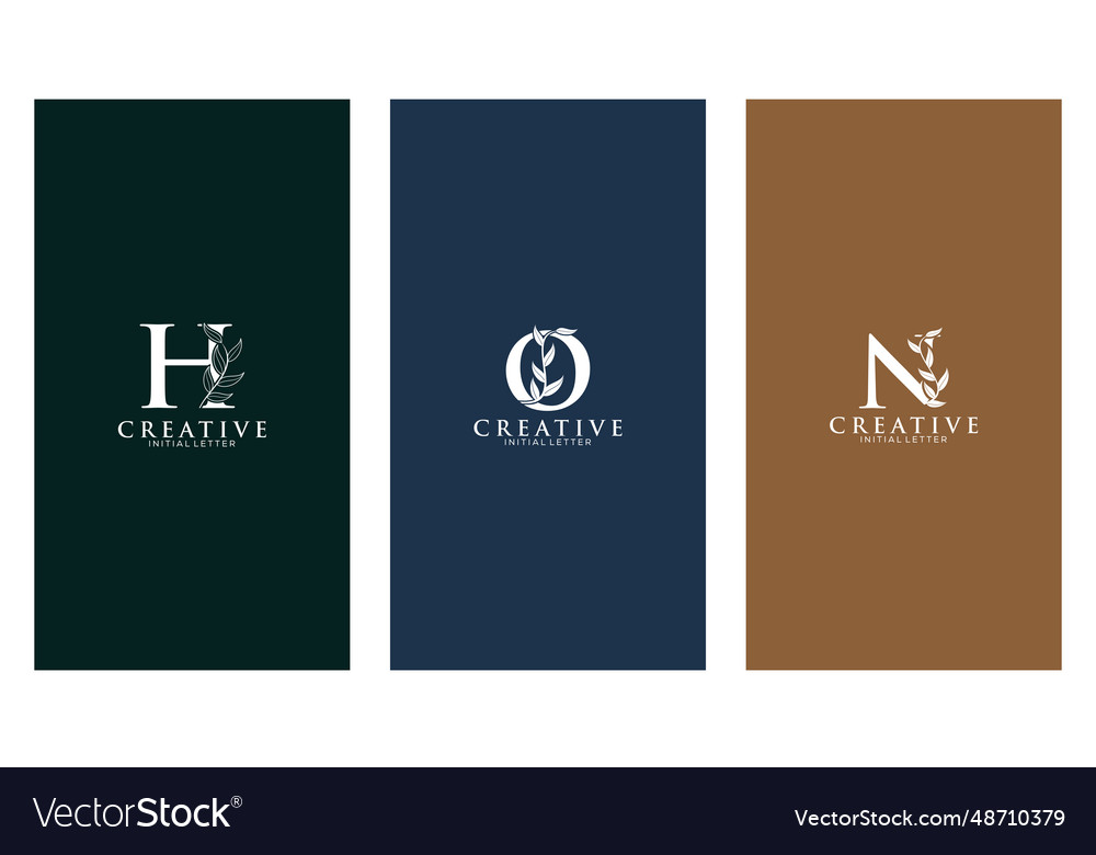 Set Of Botanical Minimalistic Initial Letter H O Vector Image