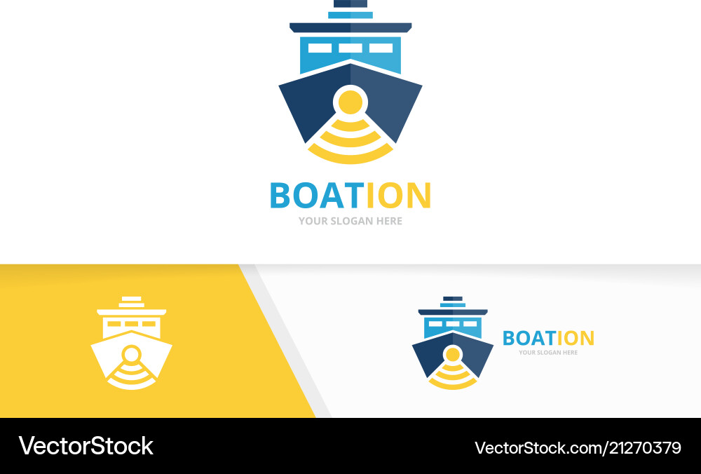 Ship and wifi logo combination boat Royalty Free Vector