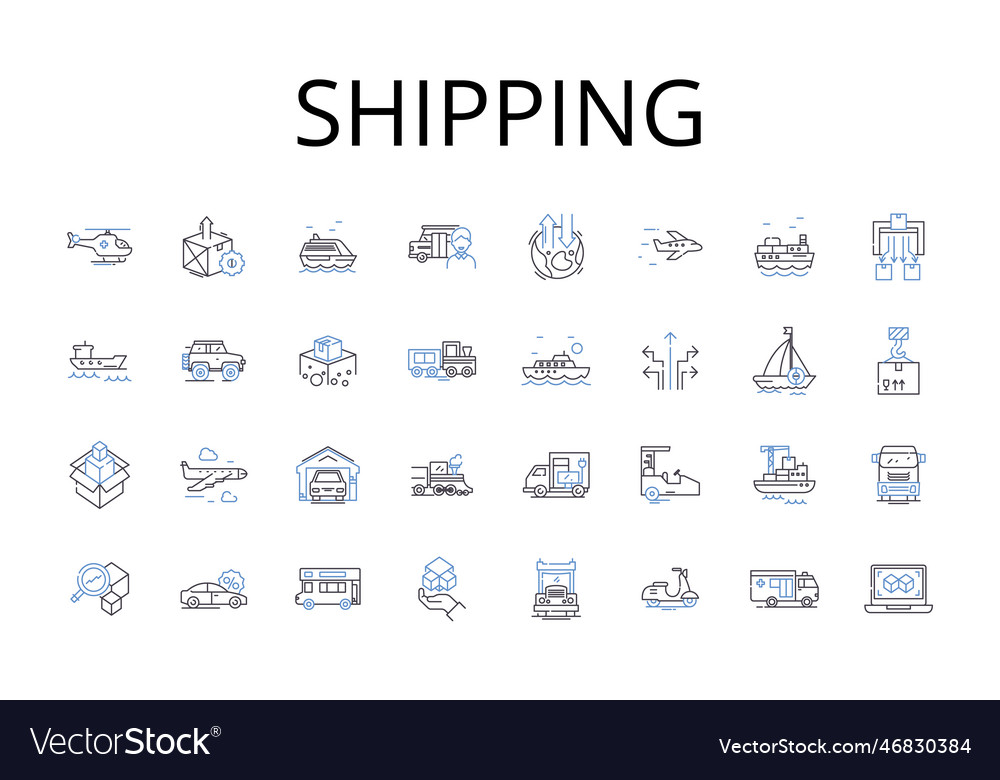 Shipping line icons collection delivery freight Vector Image