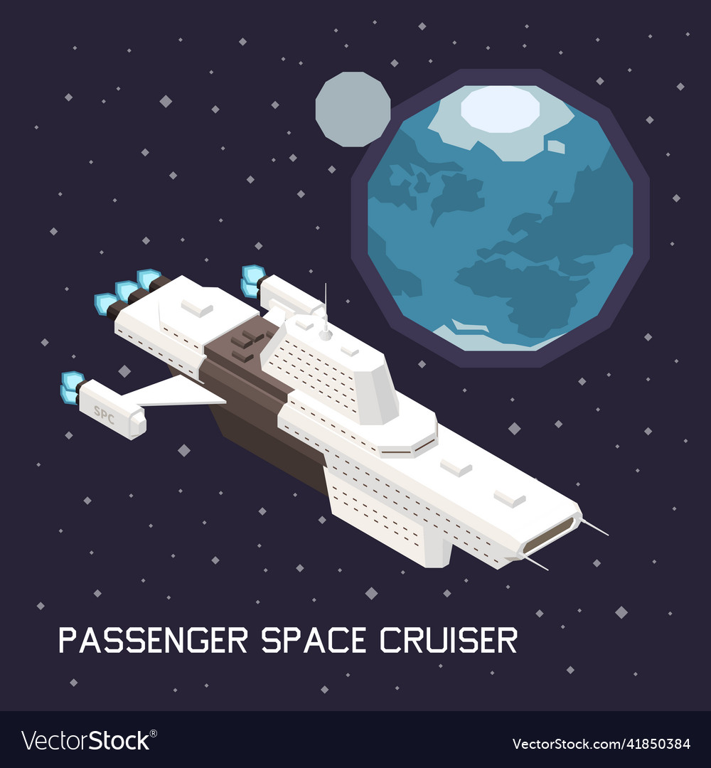 Space ship isometric composition Royalty Free Vector Image