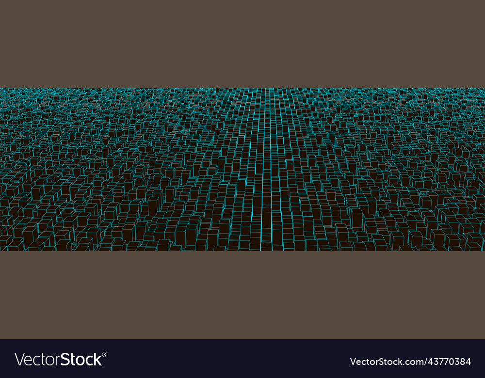 Square Pattern Wireframe Landscape Background Vector Image