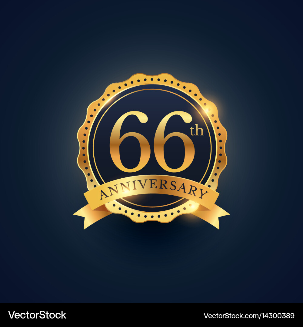 66th anniversary celebration badge label Vector Image