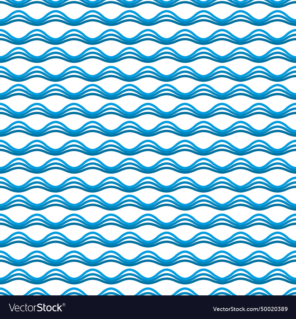 Blue and white seamless wave pattern linear waves Vector Image